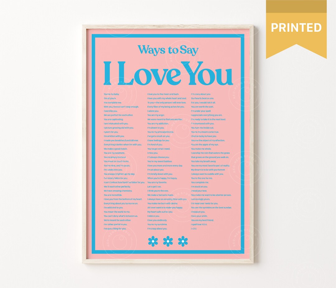 Ways to Say I Love You, I Love You Print, Typographic Poster, I Love ...