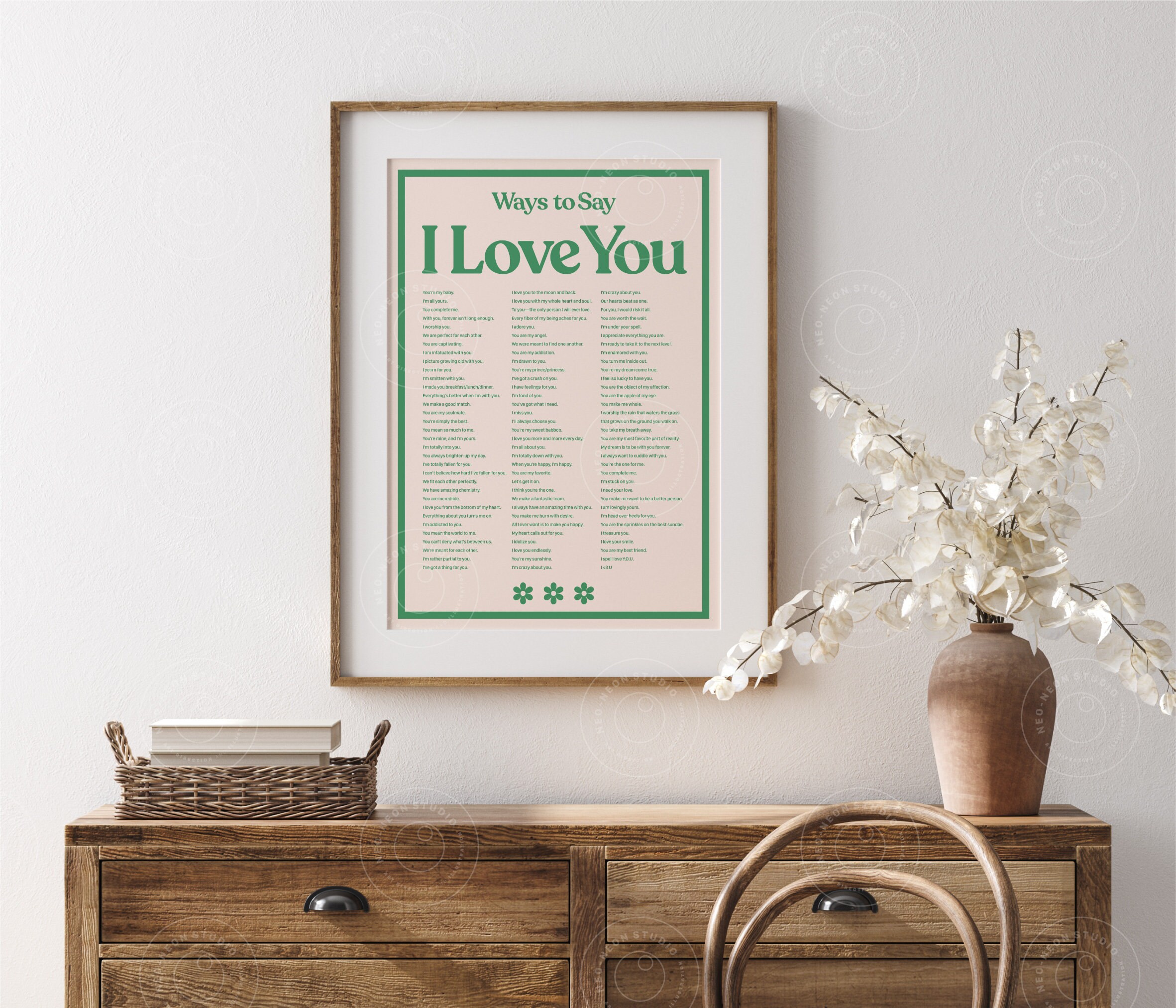I Love You Print, Typographic Poster, Ways to Say I Love You, I Love You Wall Print, Printable I ...