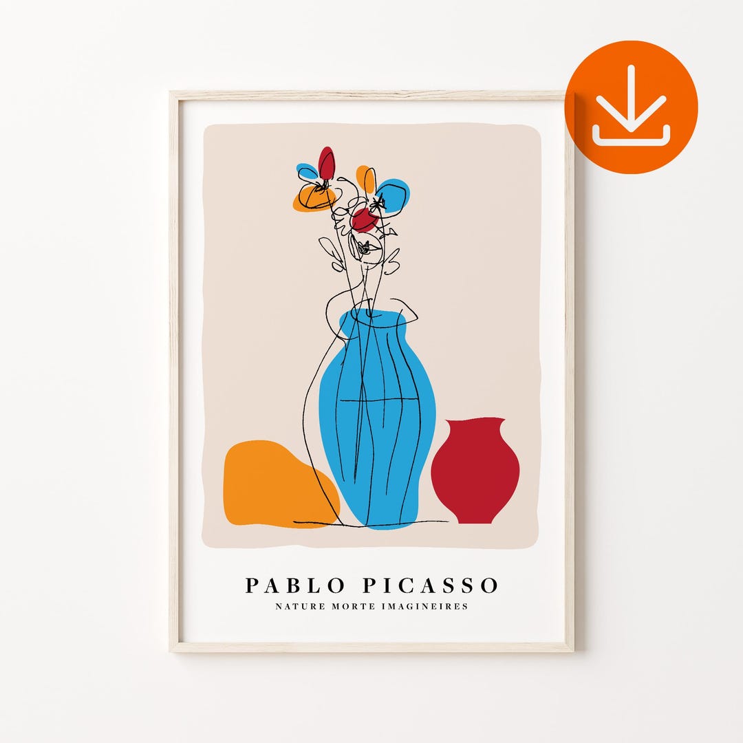 Picasso Flower Art Print, Picasso Still Life Drawing Wall Art, Digital ...