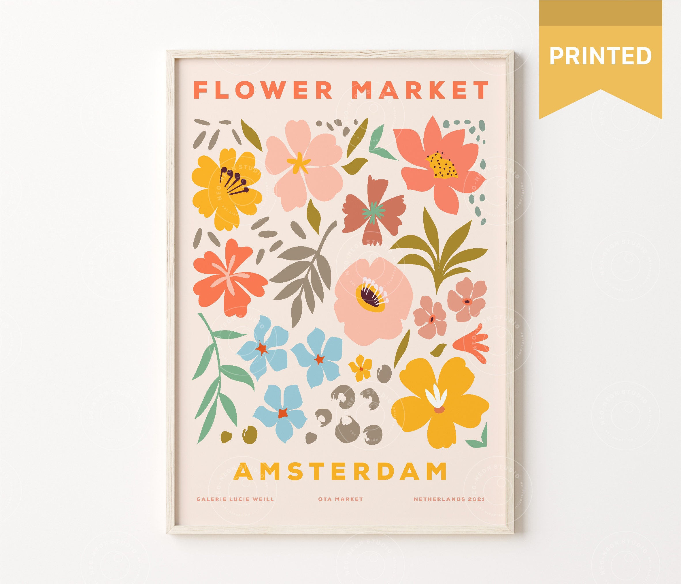 Printed Flower Flower Poster Flower Market Poster Flower - Etsy