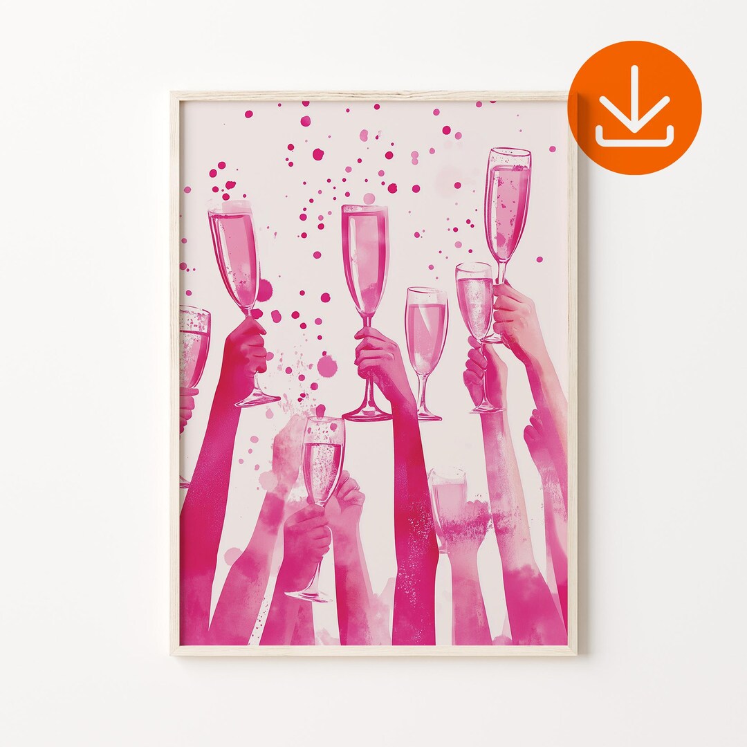 Cheers Print, Cheers Art Print, Celebration Wall Art for Cocktail ...