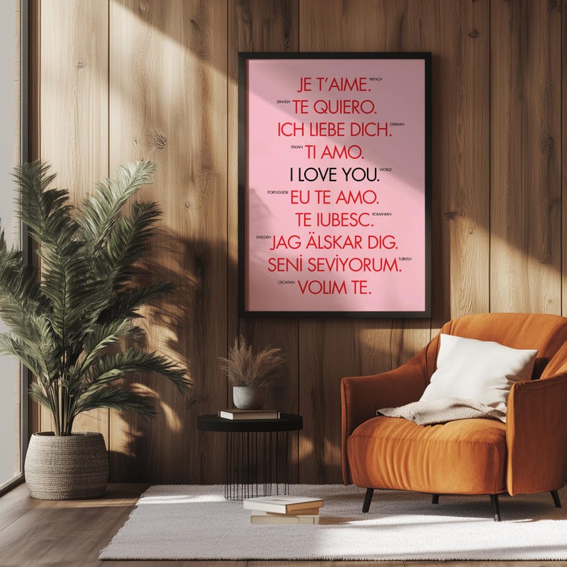 I Love You Poster in Different Languages, Inspirational Wall Art ...