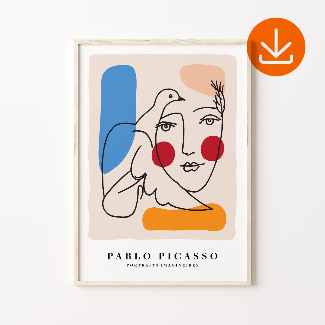 Pablo Picasso Art Print, Picasso Woman Drawing Wall Art, Digital ...
