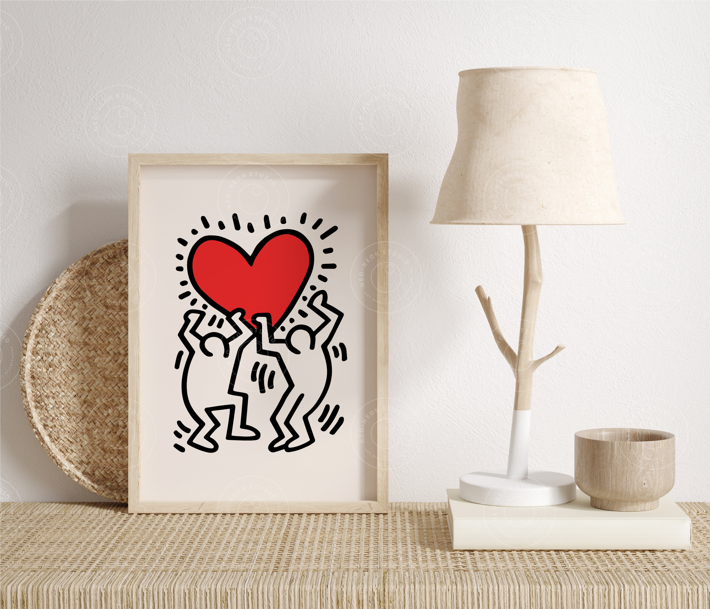 Keith Haring Heart Poster, Keith Haring Print, Line Art Haring, Keith ...