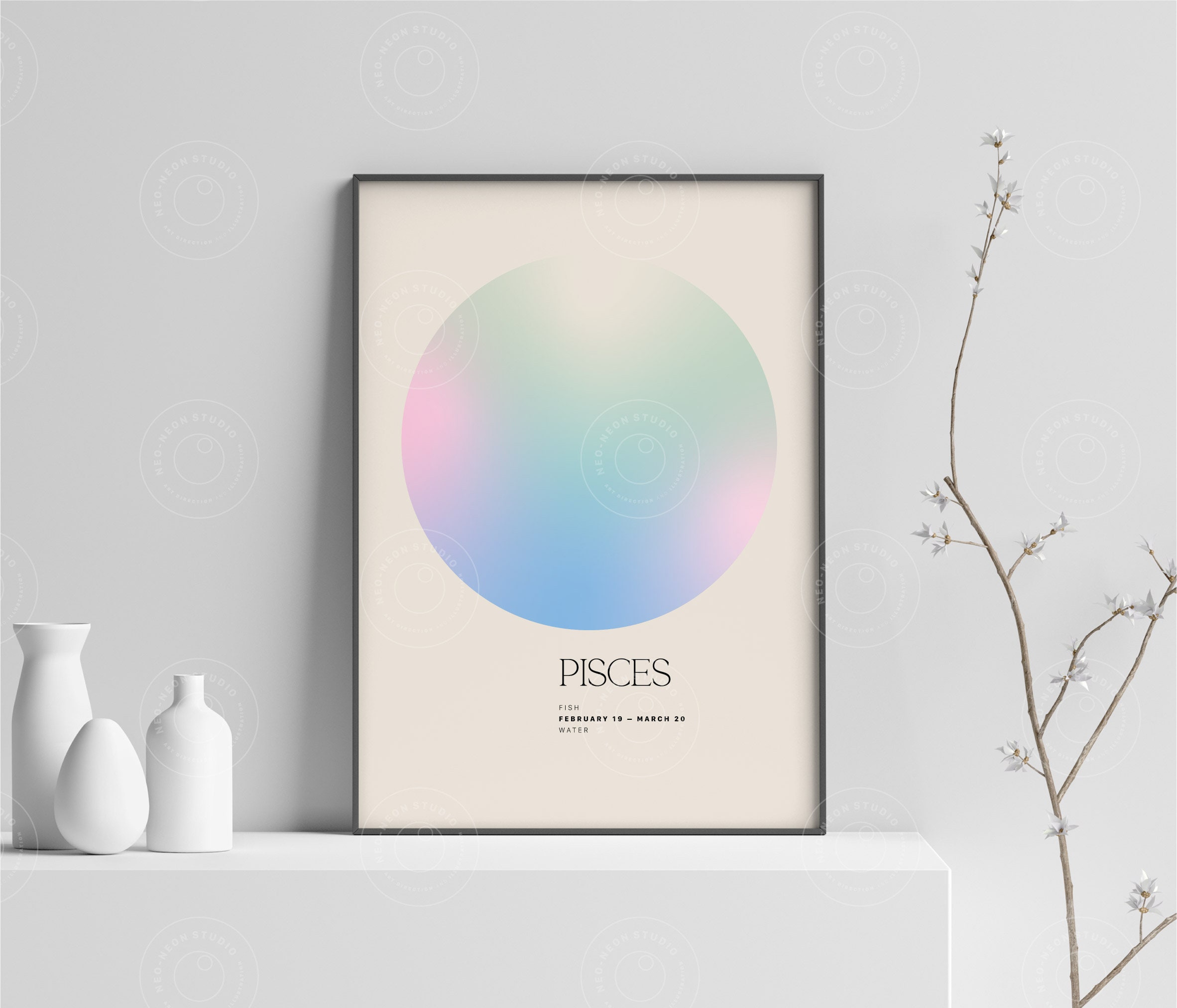 Pisces Poster Pisces Art Print Zodiac Poster Astrology - Etsy