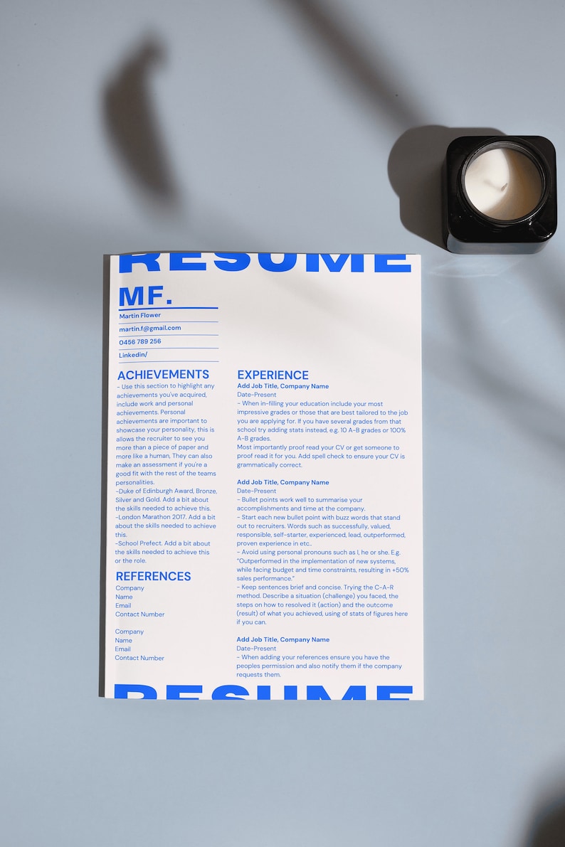 Resume CV Template, Creative Professional, Bold, Individual, Minimal ...