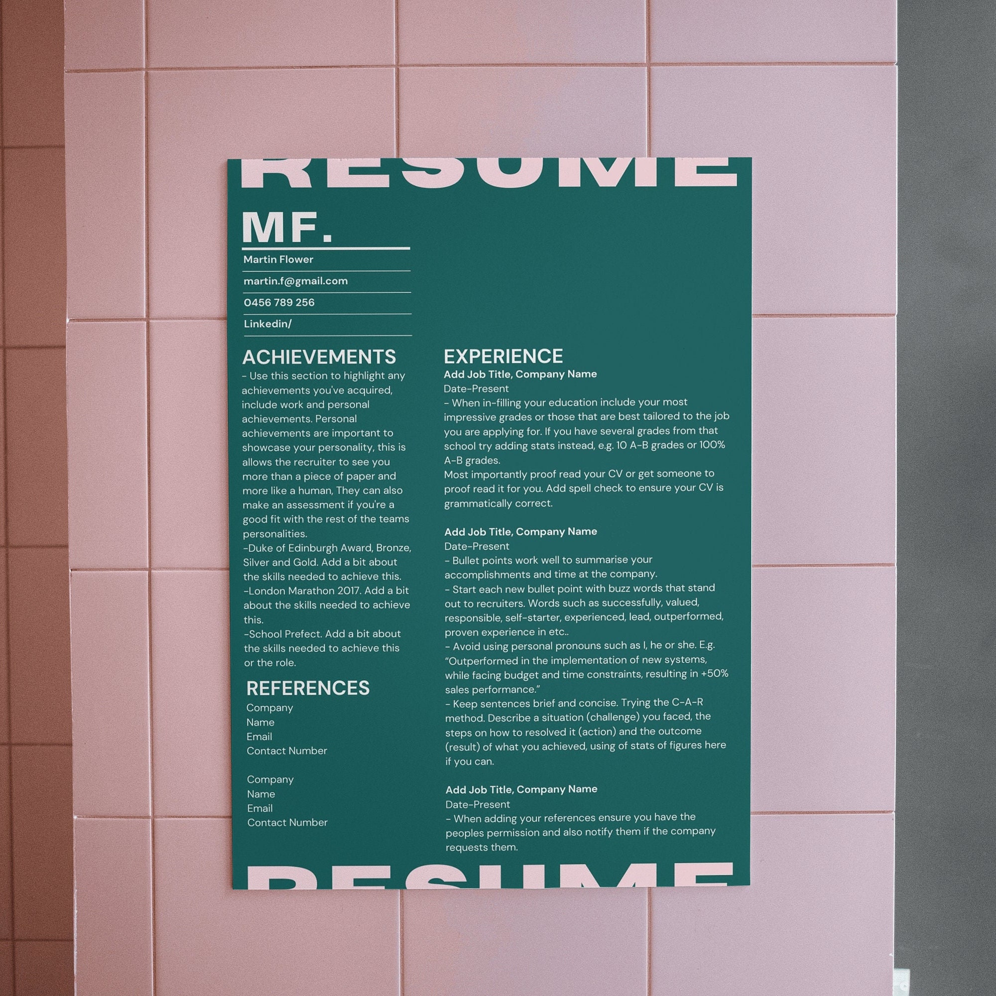 Resume CV Template, Creative Professional, Bold, Individual, Minimal ...