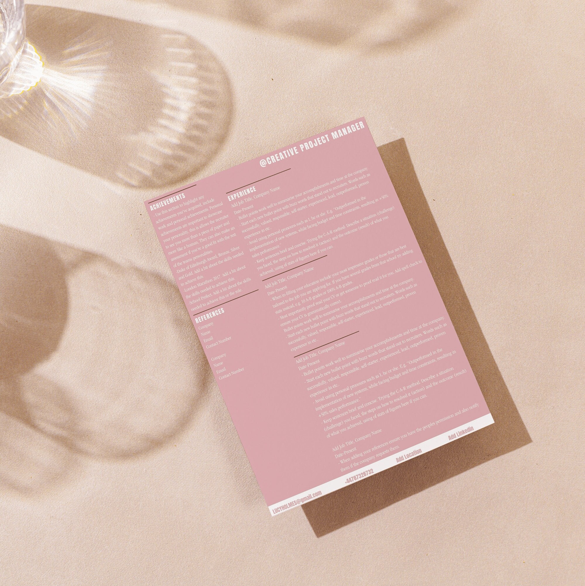 Resume CV Template Creative Professional Bold Individual - Etsy