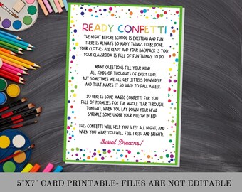 Back to School Ready Confetti Printable First Day of School - Etsy
