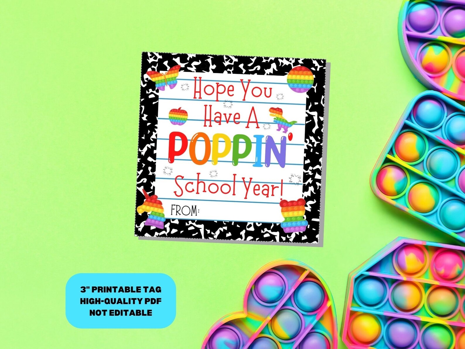Back to School 3 Printable Tag Pop It School Tag - Etsy