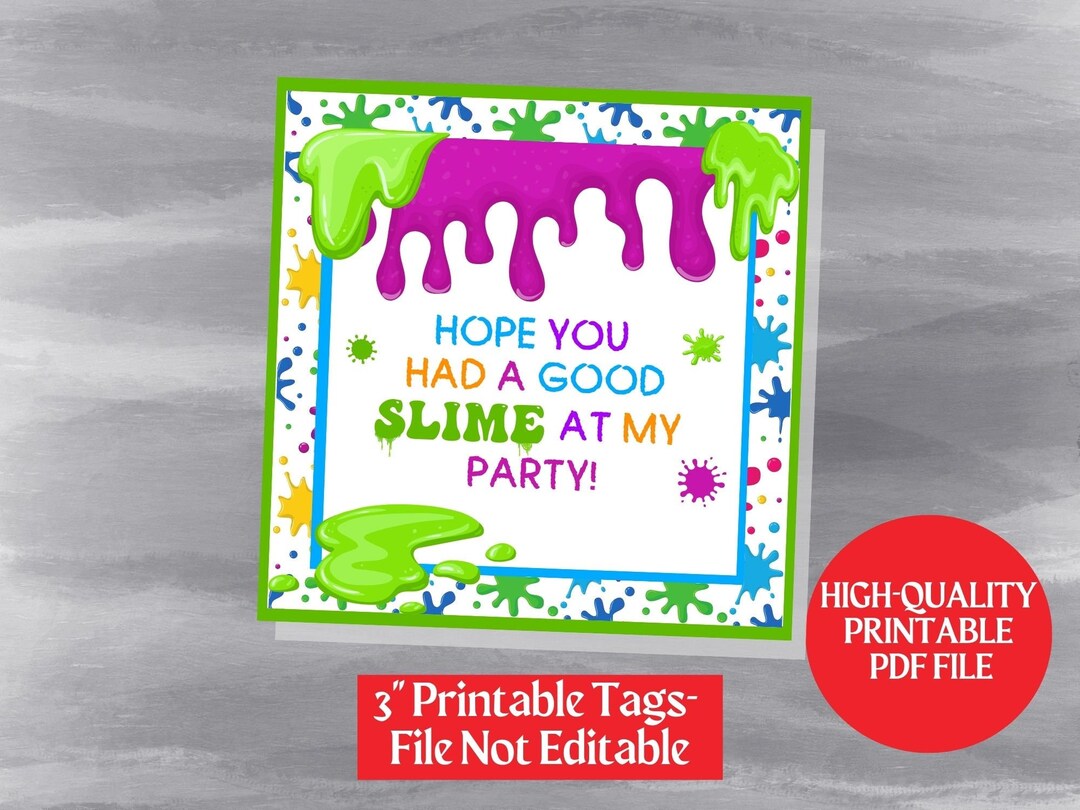 Slime Party Printable Favor Tags Slime Birthday Party - Etsy