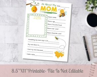 All About My Mom Printable Mother's Day Questionnaire - Etsy