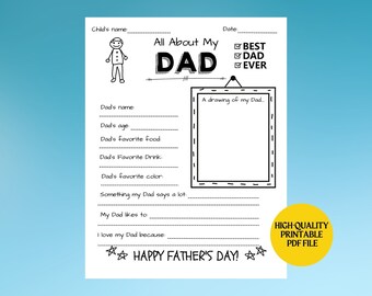 All About My Dad Printable Father's Day Questionnaire - Etsy