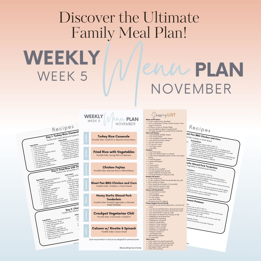 November All Daily Family Dinner Menu| Meal Planning | Dinner Ideas ...