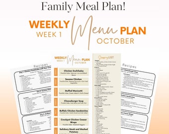 October All Daily Family Dinner Menu| Meal Planning | Dinner Ideas ...