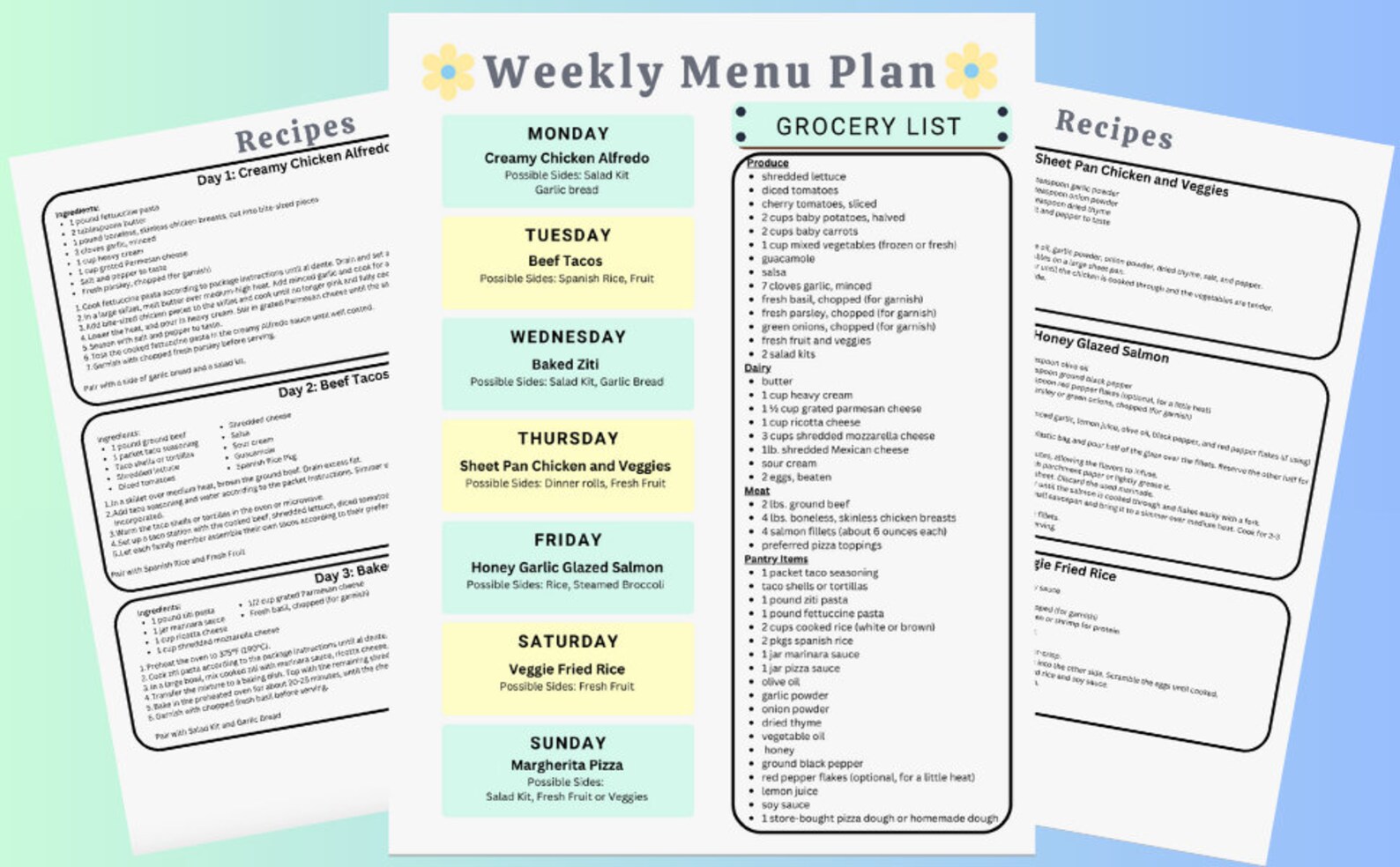 August Week 1 Daily Family Dinner Menu Meal Planning Dinner Ideas ...