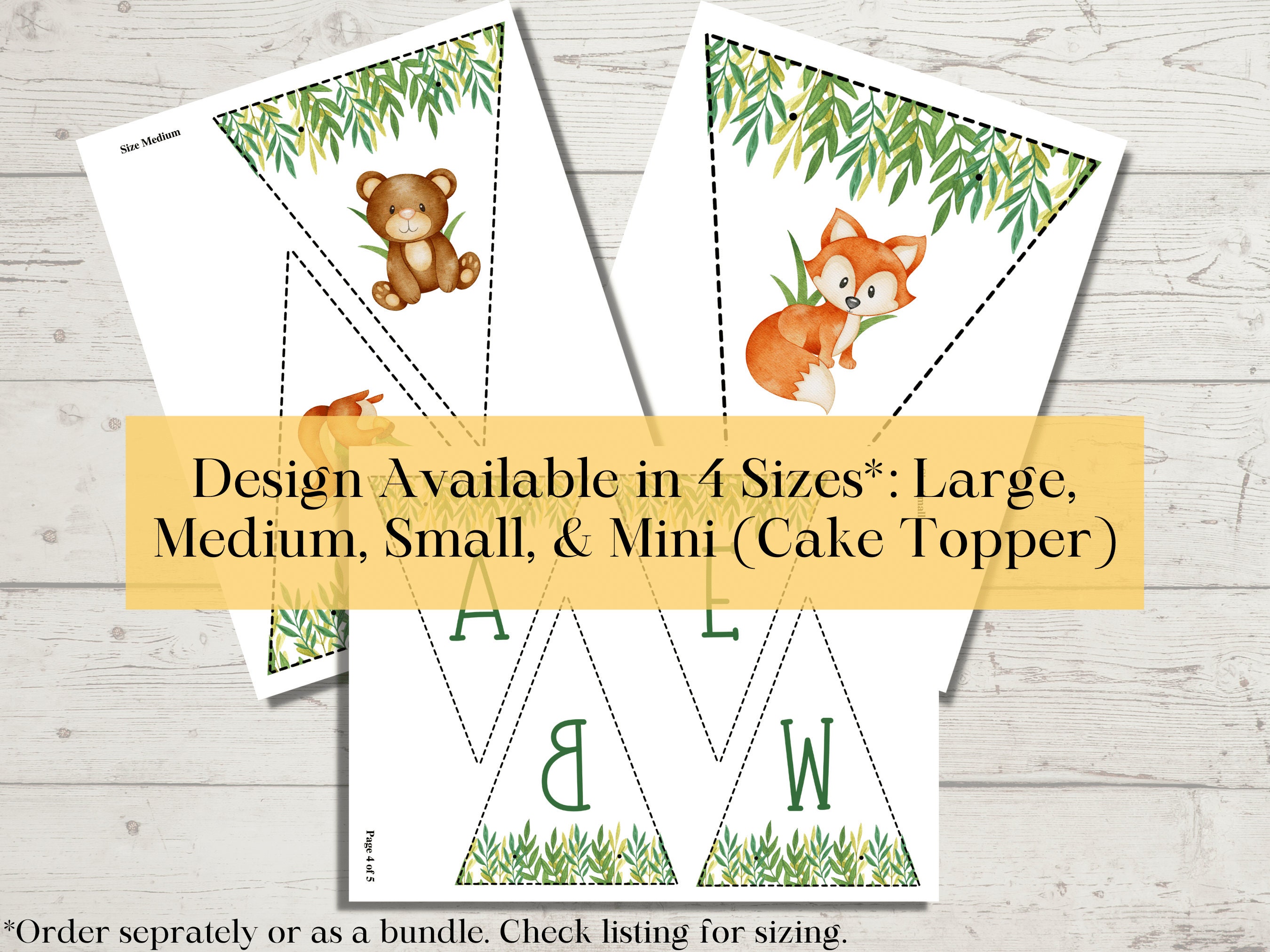 Printable Baby Shower Bunting Flag Banner | Woodland Forest Baby Animal ...