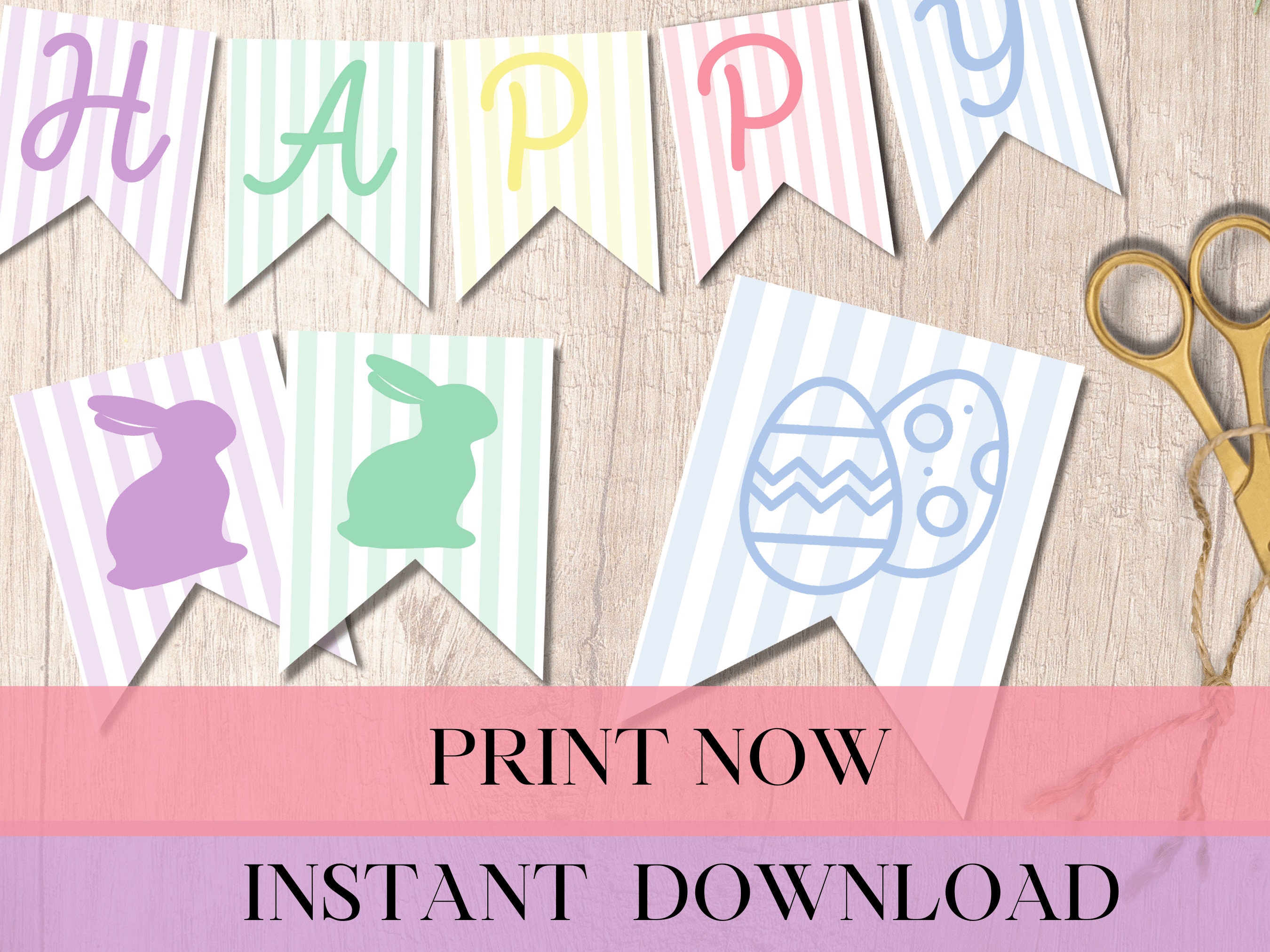 Printable Happy Easter Swallowtail Flag Banner Easter Themed SIZE SMALL ...
