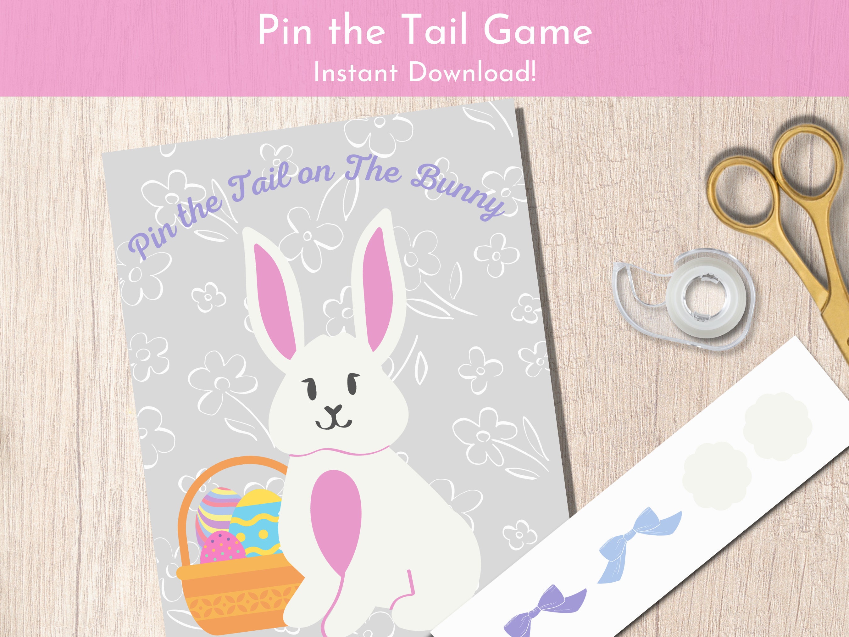 Pin the Tail on the Bunny | Easter Game | White Bunny | Easter Party ...