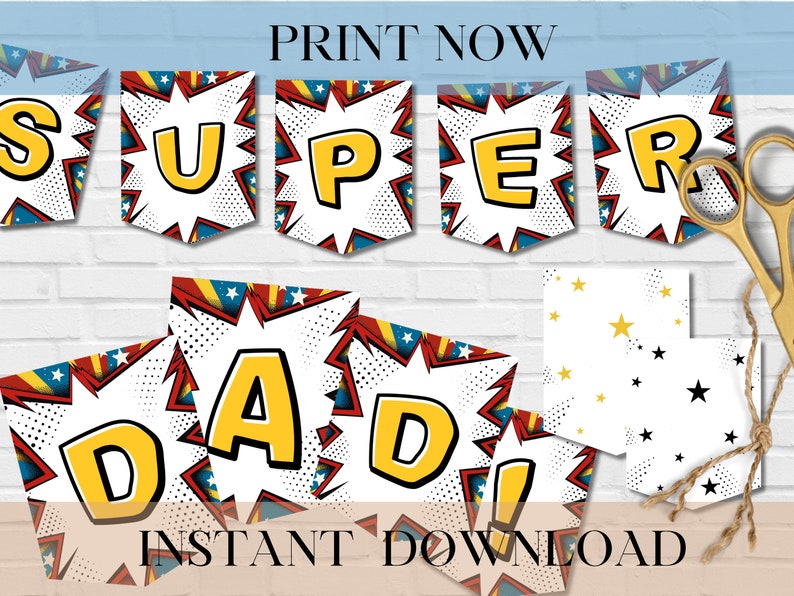 Father's Day Banner Super Dad Superhero Comic Red/blue Happy Father's ...