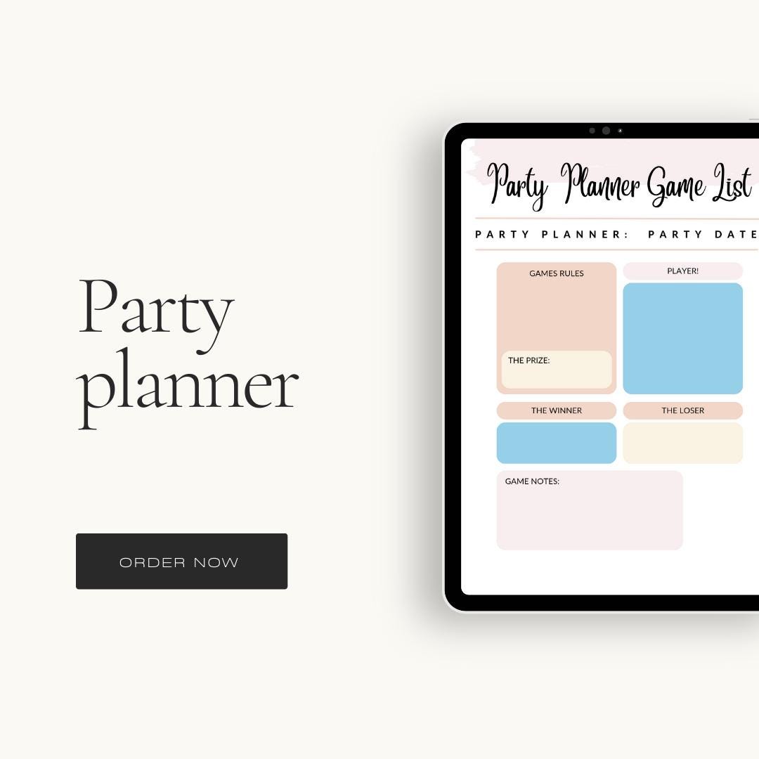 Party Planner Sheet | Printable Event Planning Template, Digital Party ...