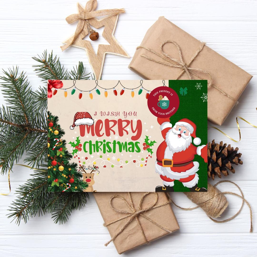Santa Christmas Thank You Card: Printable Holiday Greeting (PDF & JPG ...
