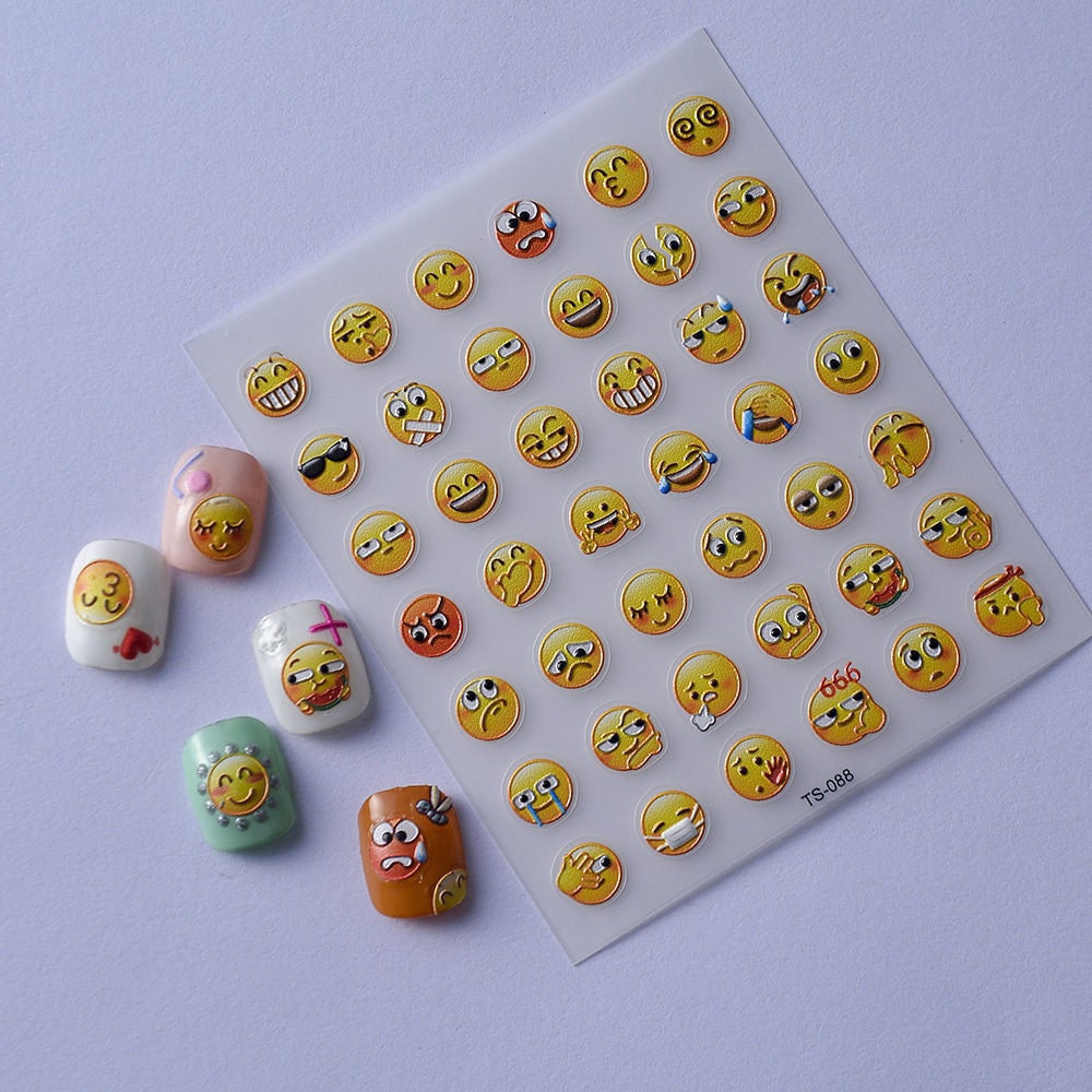 Silly Emoji 5d Embossed Nail Decal Stickers TS088 - Etsy