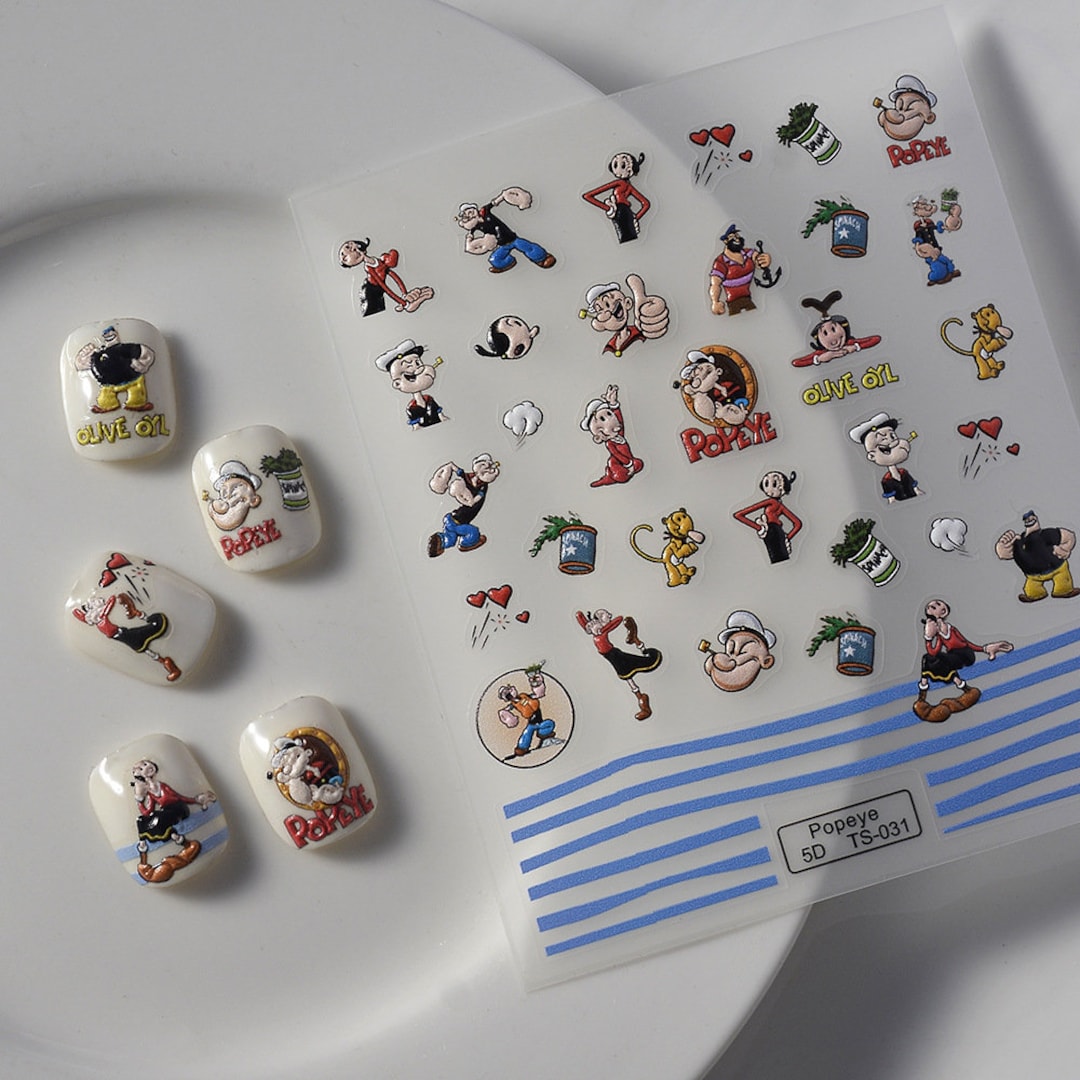 Popeye Cartoon 5d Embossed Nail Decal Stickers TS031 - Etsy