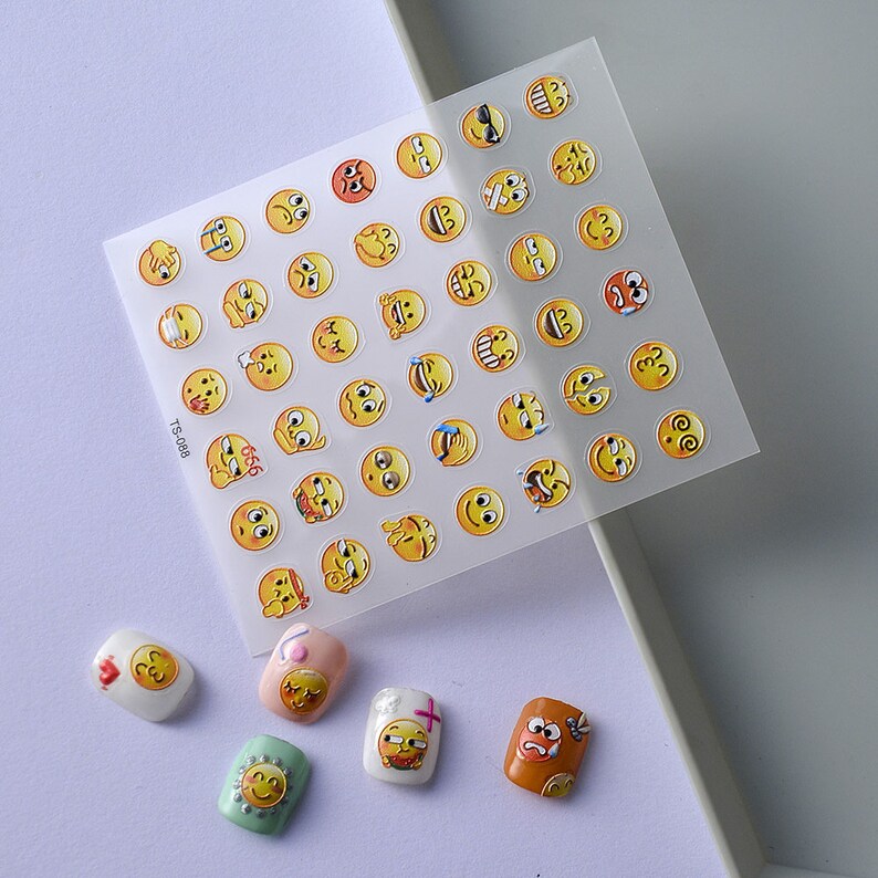 Silly Emoji 5d Embossed Nail Decal Stickers TS088 - Etsy