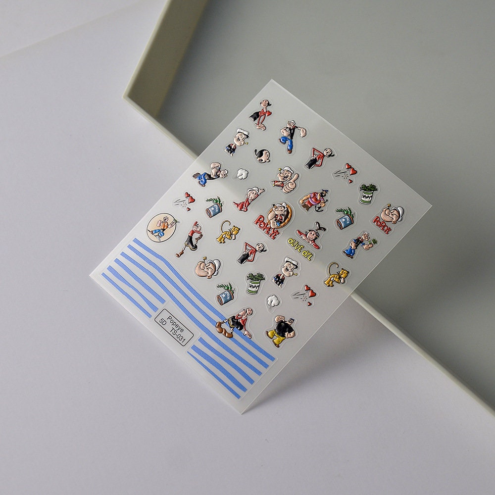 Popeye Cartoon 5d Embossed Nail Decal Stickers TS031 - Etsy