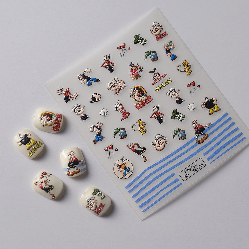Popeye Cartoon 5d Embossed Nail Decal Stickers TS031 - Etsy