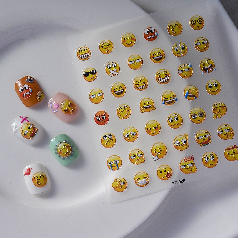 Silly Emoji 5d Embossed Nail Decal Stickers TS088 - Etsy