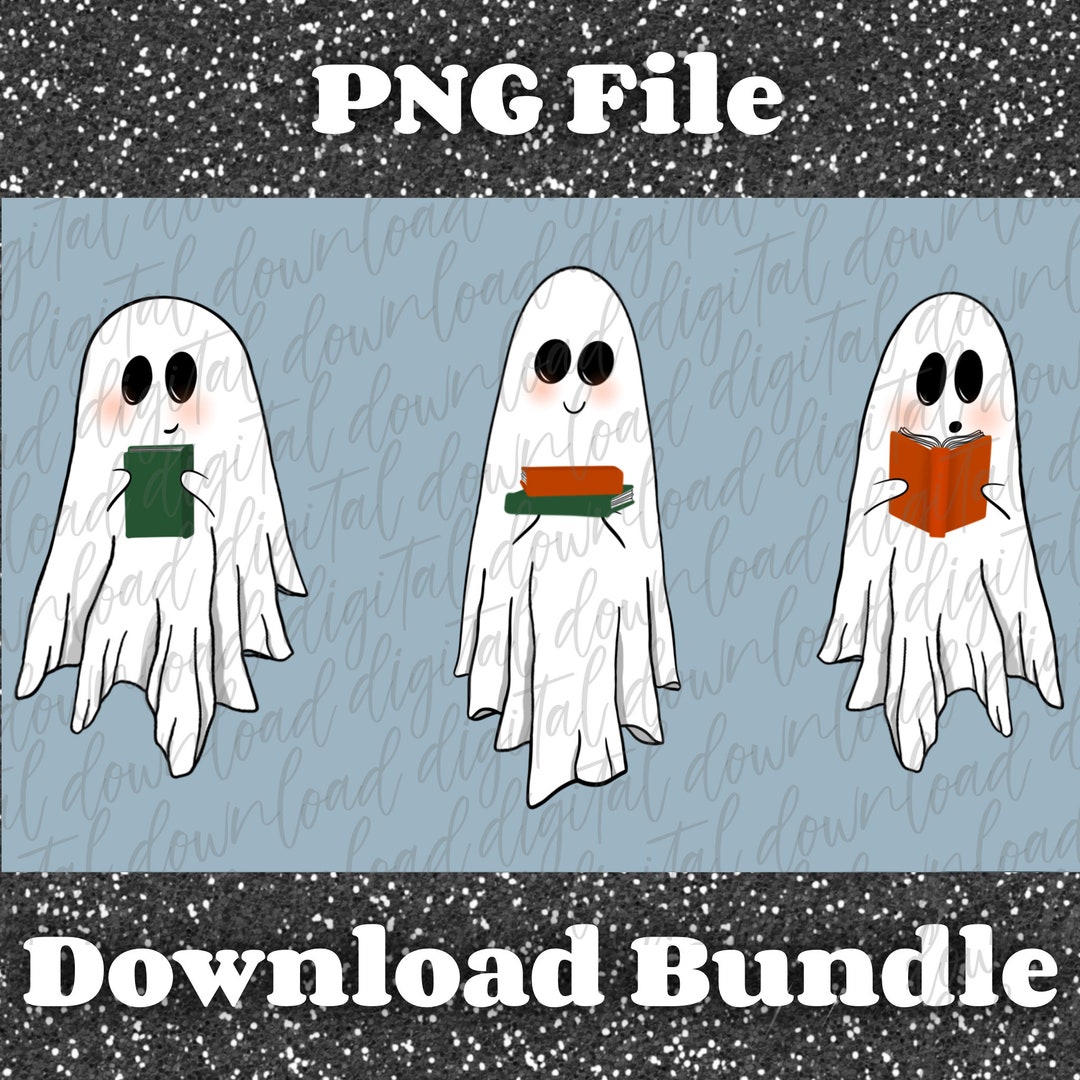 Cute Librarian Ghosts, Ghost Bookworm, Ghost Holding Book, Spooky ...