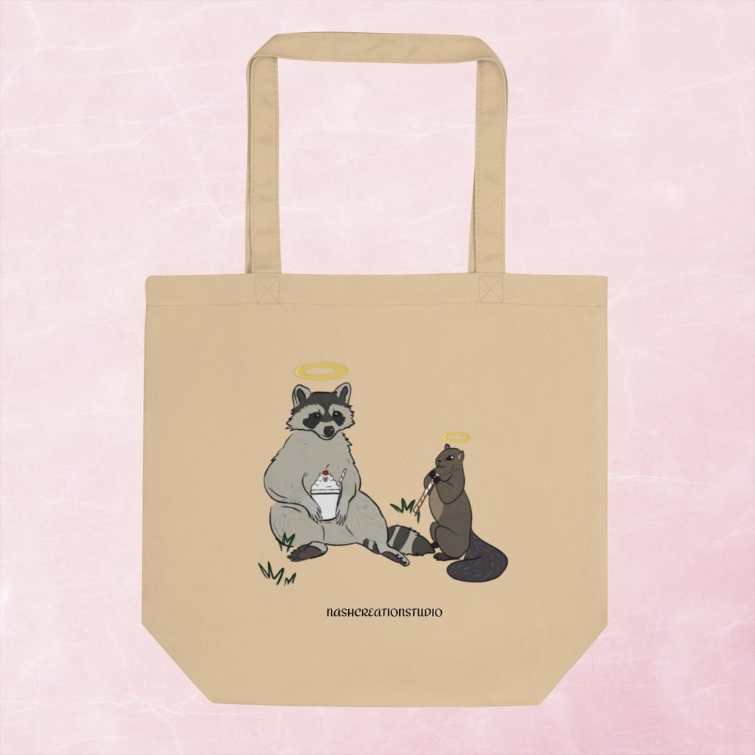 Peanut the Squirrel and Fred the Racoon Eco Tote Bag - Etsy