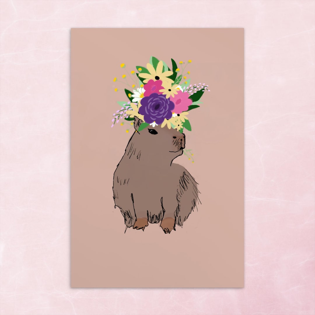 Capybara Flower Crown Standard Postcard - Etsy