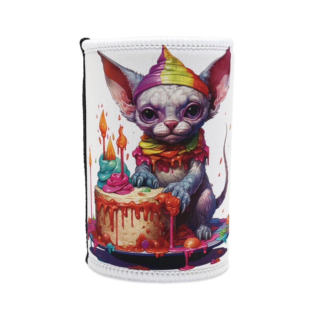 Rainbow Birthday Cats: Goblin Cat Stubby Cooler One Size 100% Neoprene ...