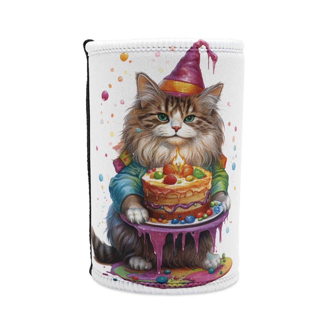 Rainbow Birthday Cats: Norwegian Forest Cat Stubby Cooler One Size 100% ...