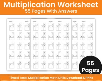 Horizontal and Vertical Layouts Three Digit 200 Pages Printable ...