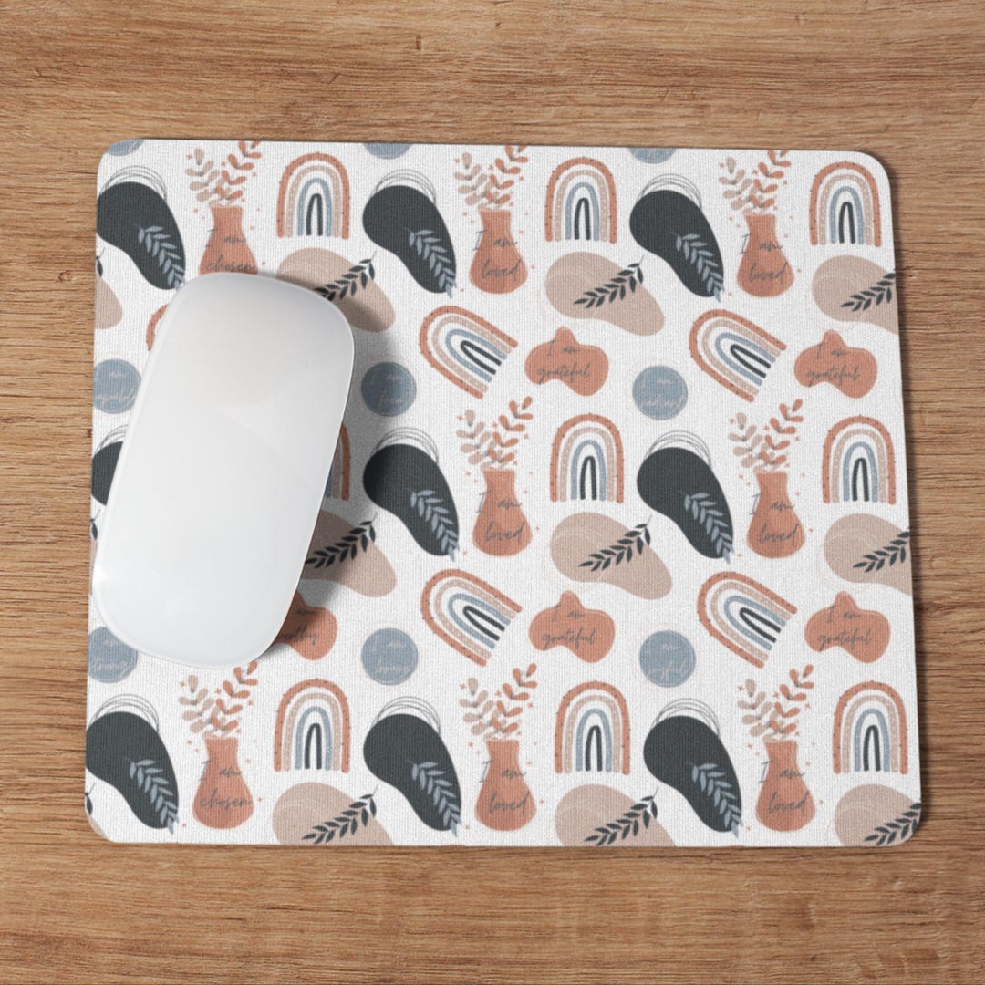 Boho Positive Affirmation Mouse Pad for Desk, Vegan Leather Mouse Pad ...