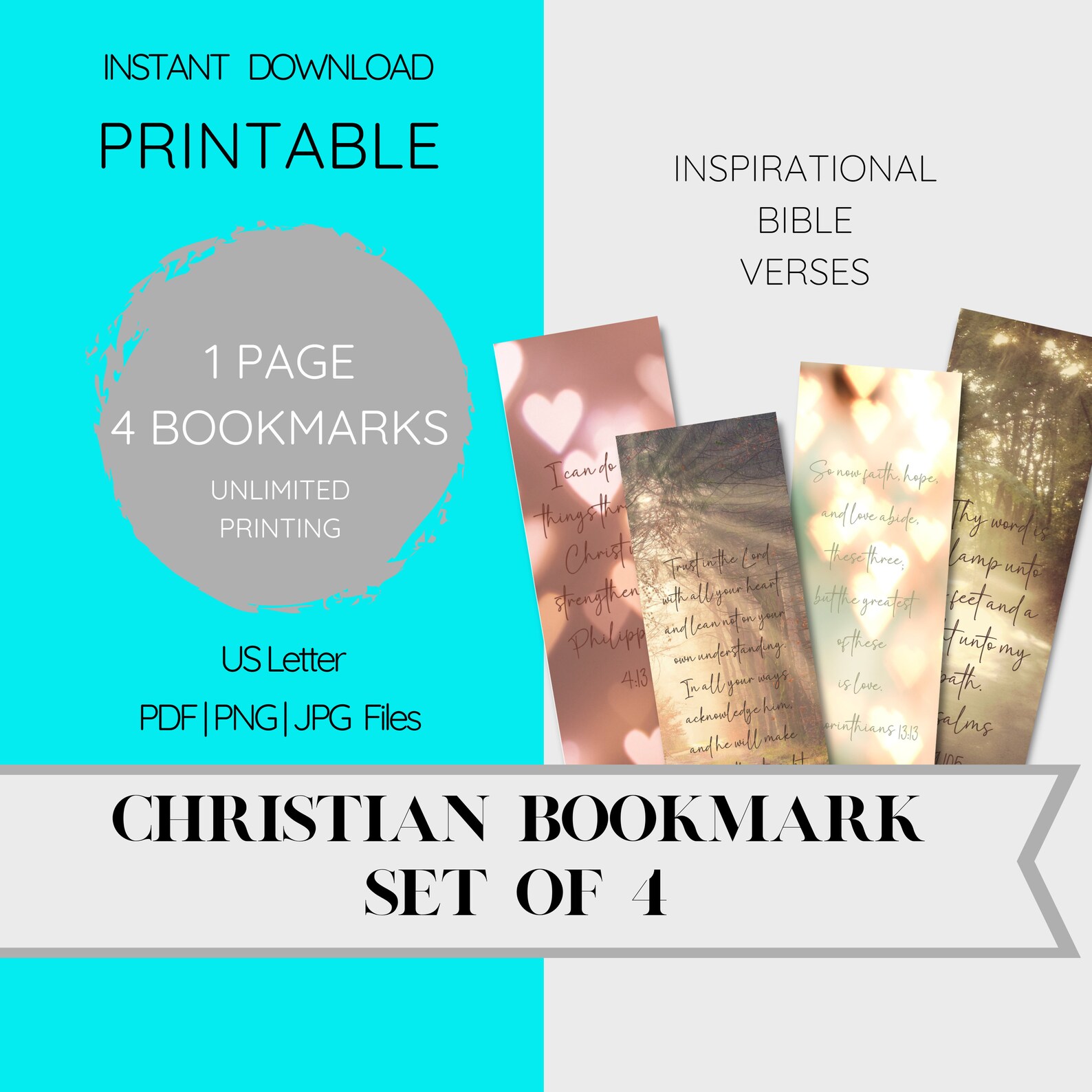 Christian Bookmark Set of 4 | Bible Verse Bookmark | 4 Bible Verses ...