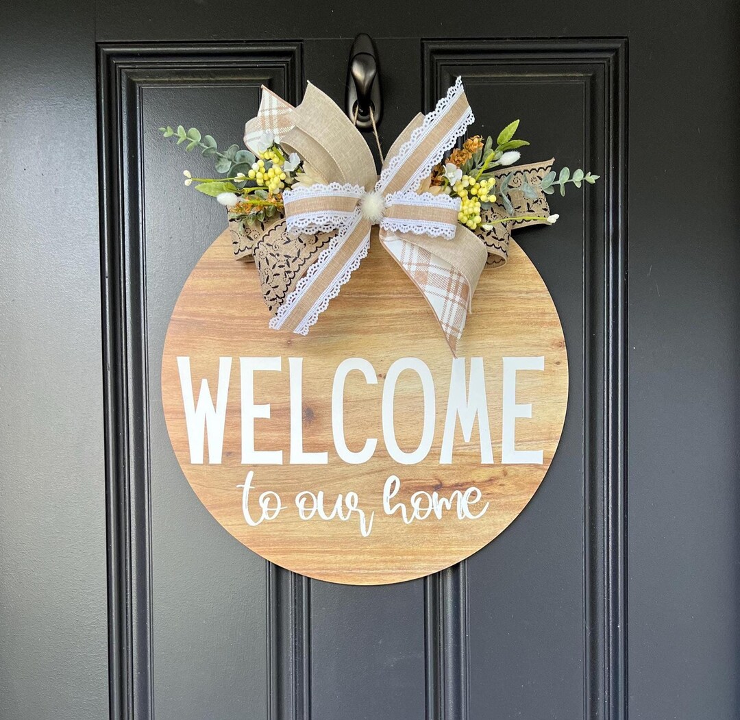 Natural Door Hanger for Your Front Door, Welcome to Our Home Decor ...