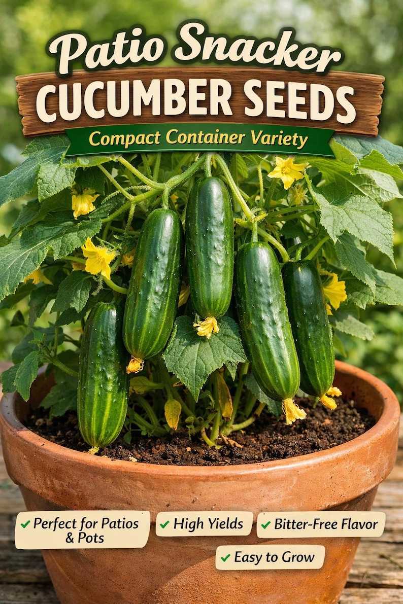 Patio Snacker Cucumber Seeds – Compact Container Variety 10 Seeds - Etsy
