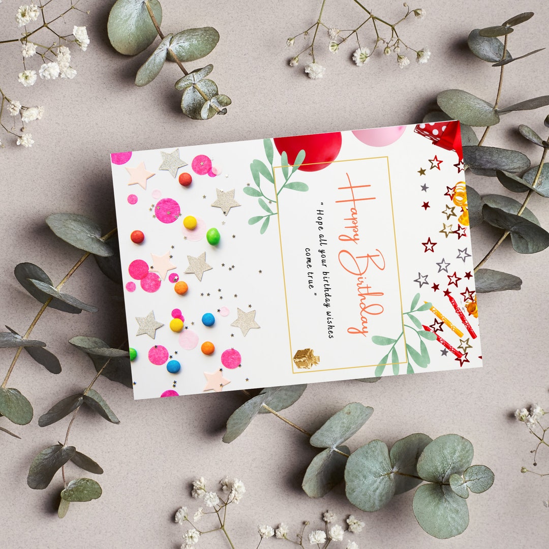 Happy Birthday Editable Digital, Printable Card Template Birthday ...