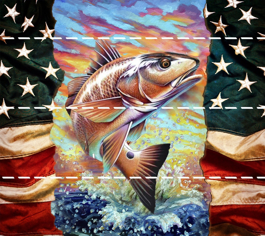 Red Fish With Flag 20 Tumbler Wrap - Etsy