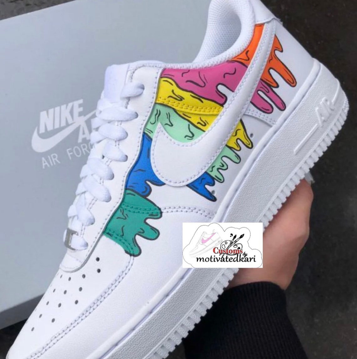 Custom Air Force 1’s Colorful Drip - Etsy