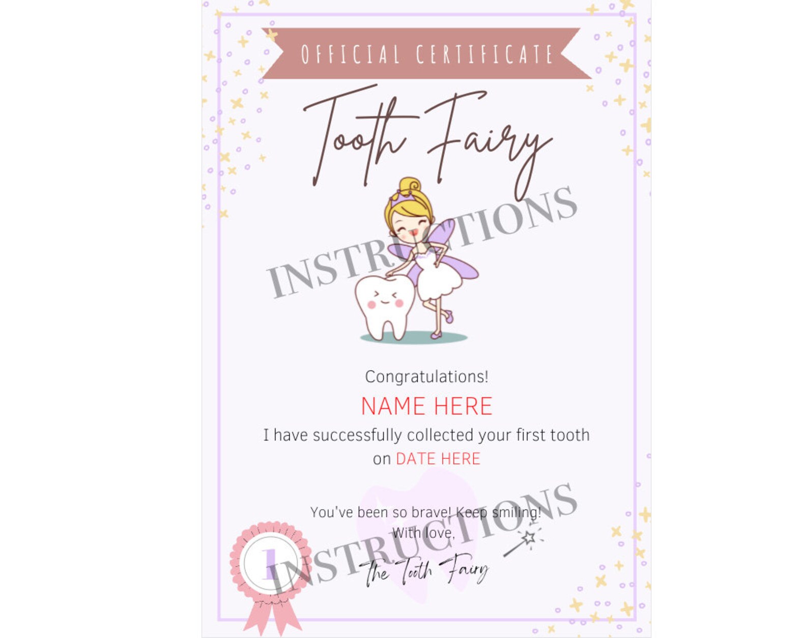 Tooth Fairy Certificate / Instant Download / Letter From the Tooth ...
