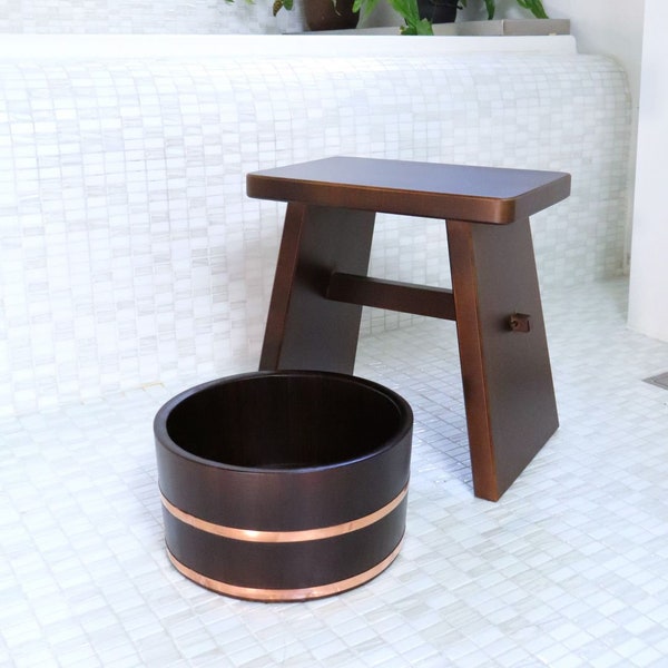 Japanese Bath Stool With Bath Bucket - Etsy
