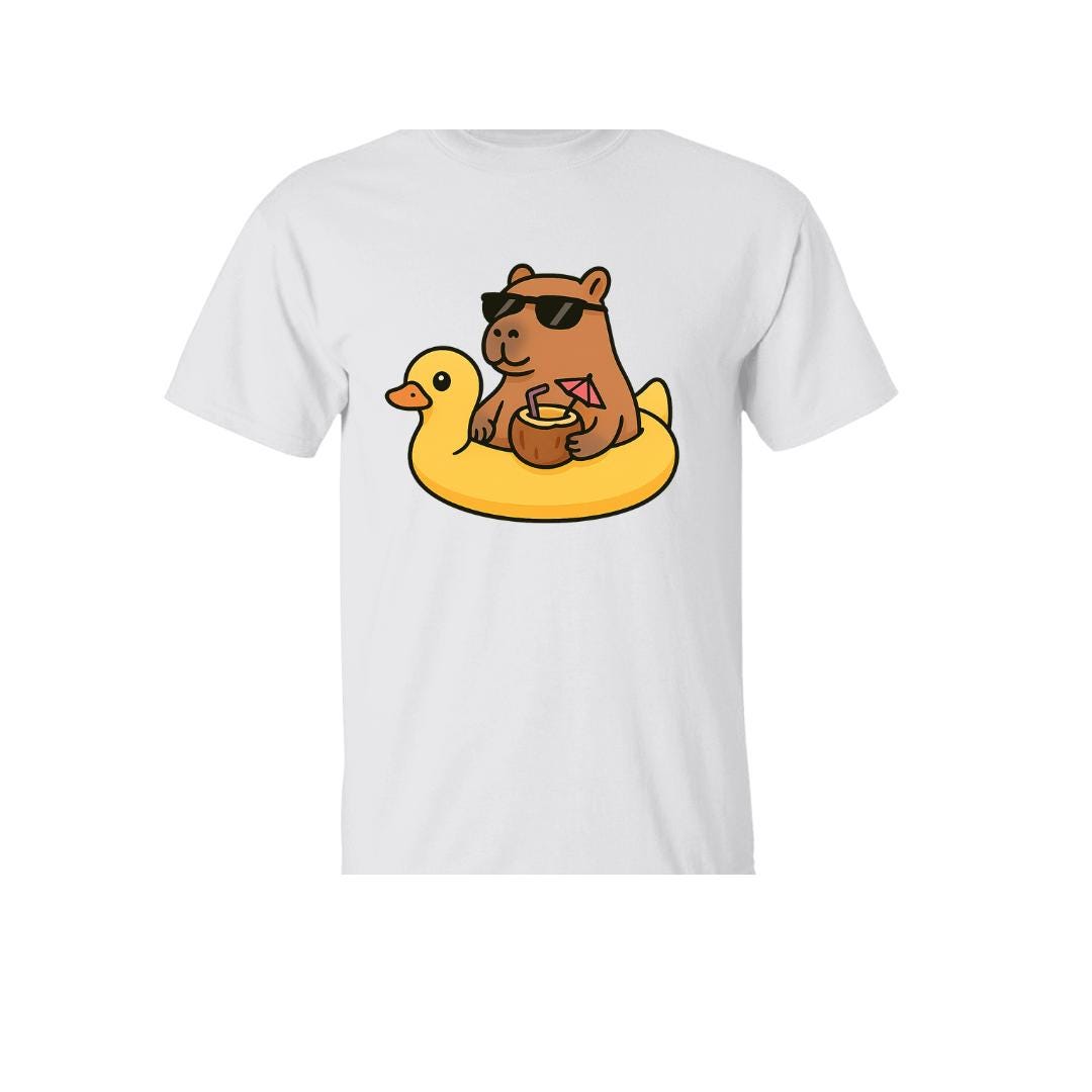 Cute Capybara T-shirt, Cartoon Capybara, Summer Vibes T-shirt, Beach T ...