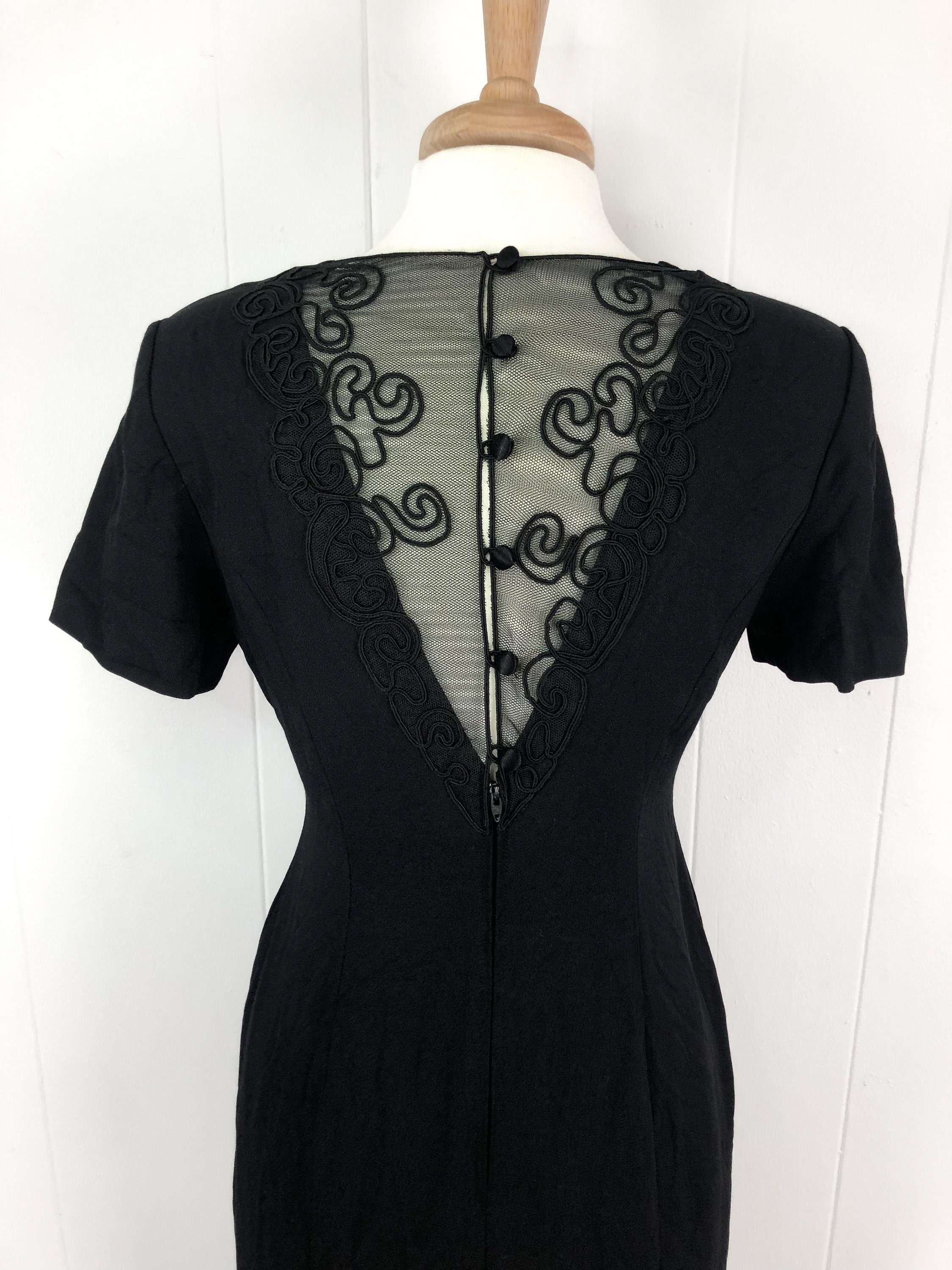 Sheer Back Dress M P Vintage Button Back Dress Sweetheart Slit Dress ...