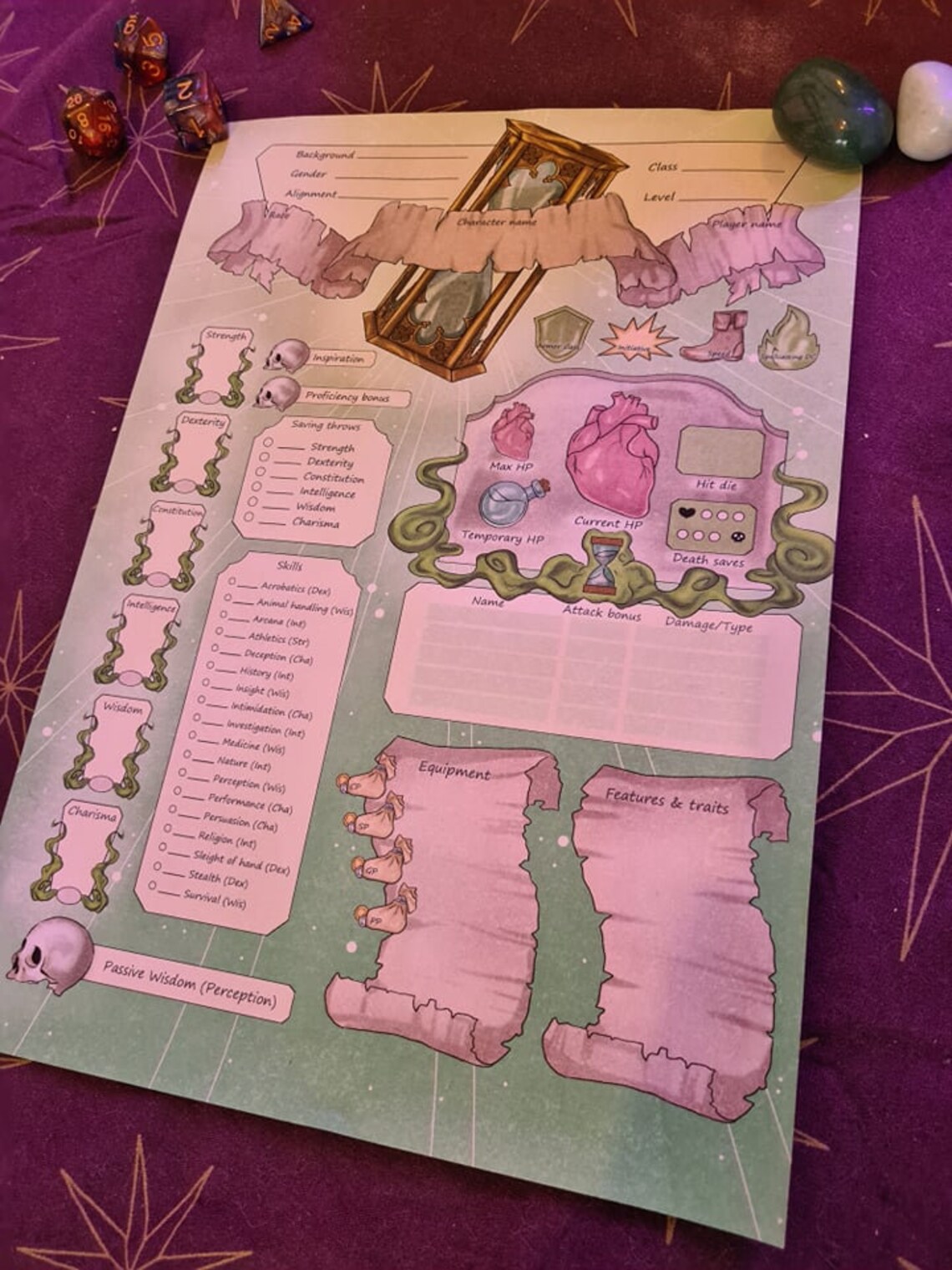 Ghostly Green Character Sheet D&D 5e - Etsy